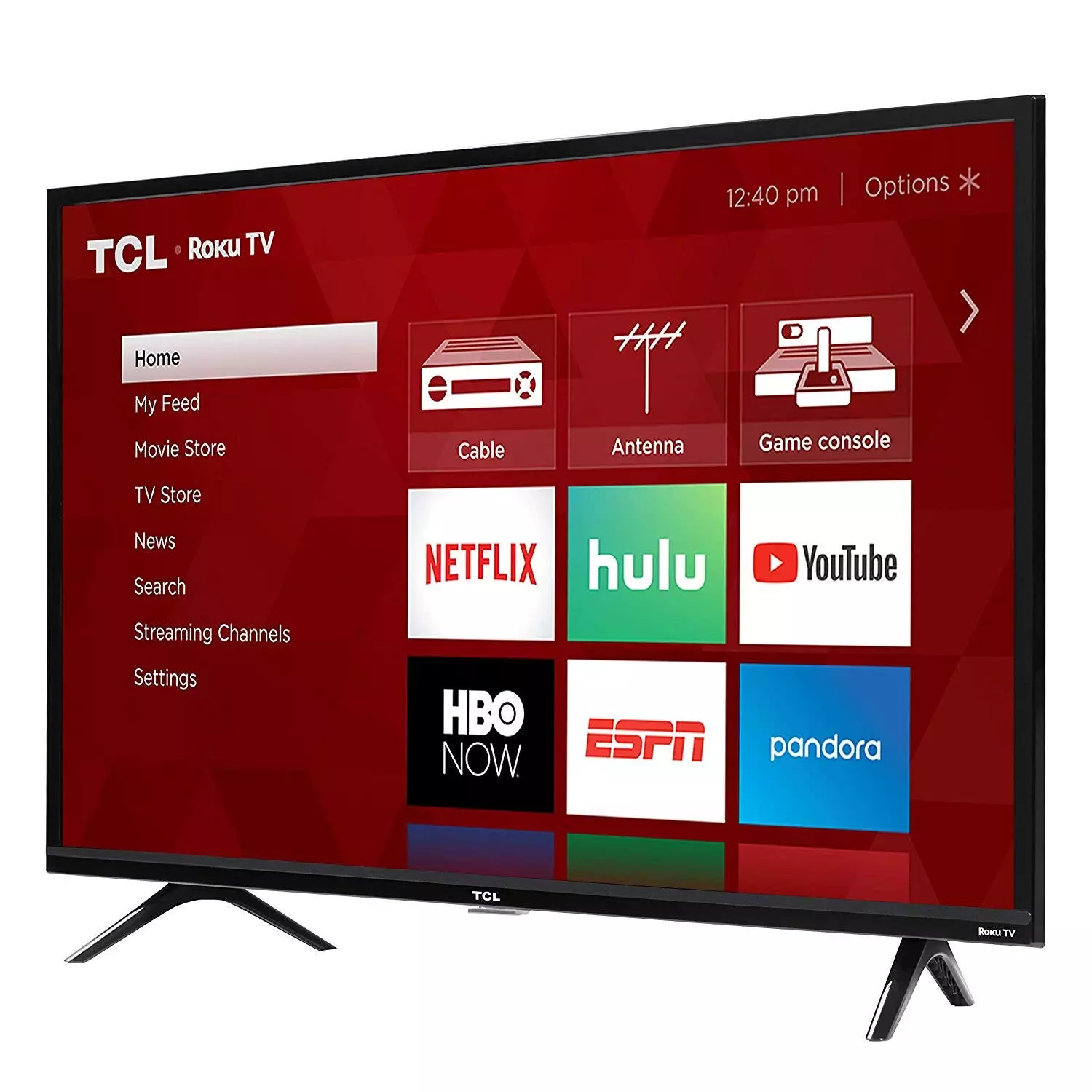 Menu na Roku akan TCL smart TV.