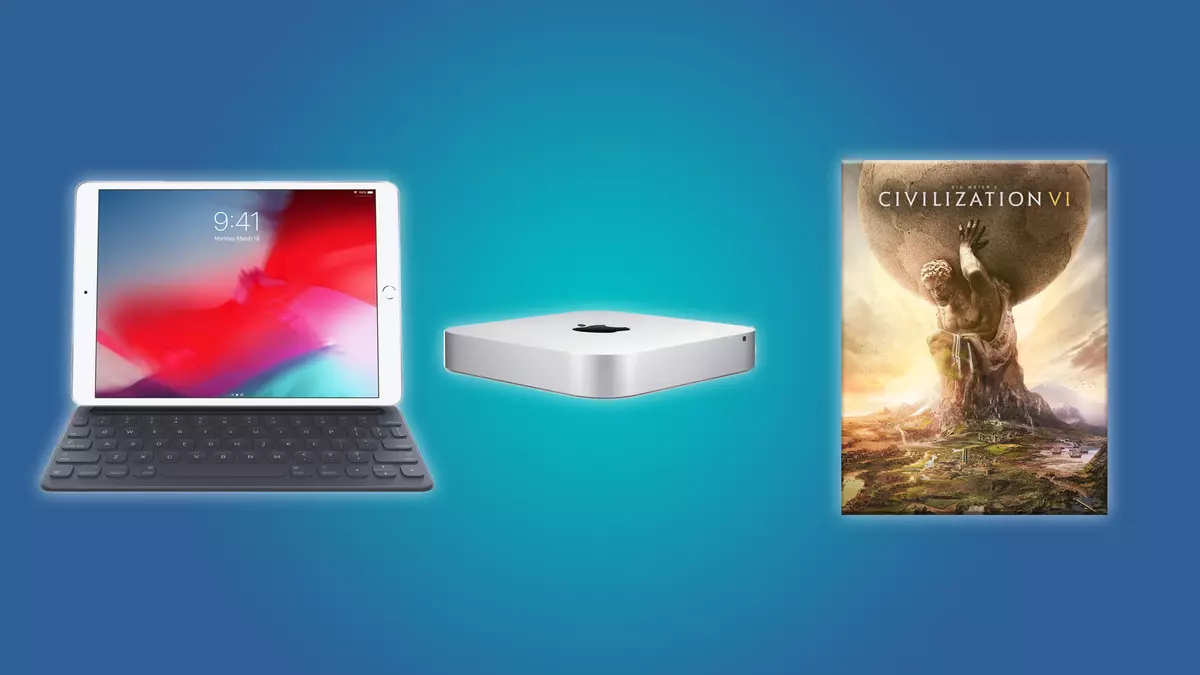 A Mac Mini, az Apple iPad billentyűzet és a Civilization VI