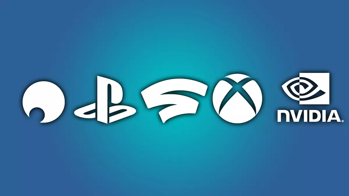 Logo untuk Shadow, PlayStation, Stadia, Xbox, dan Nvidia