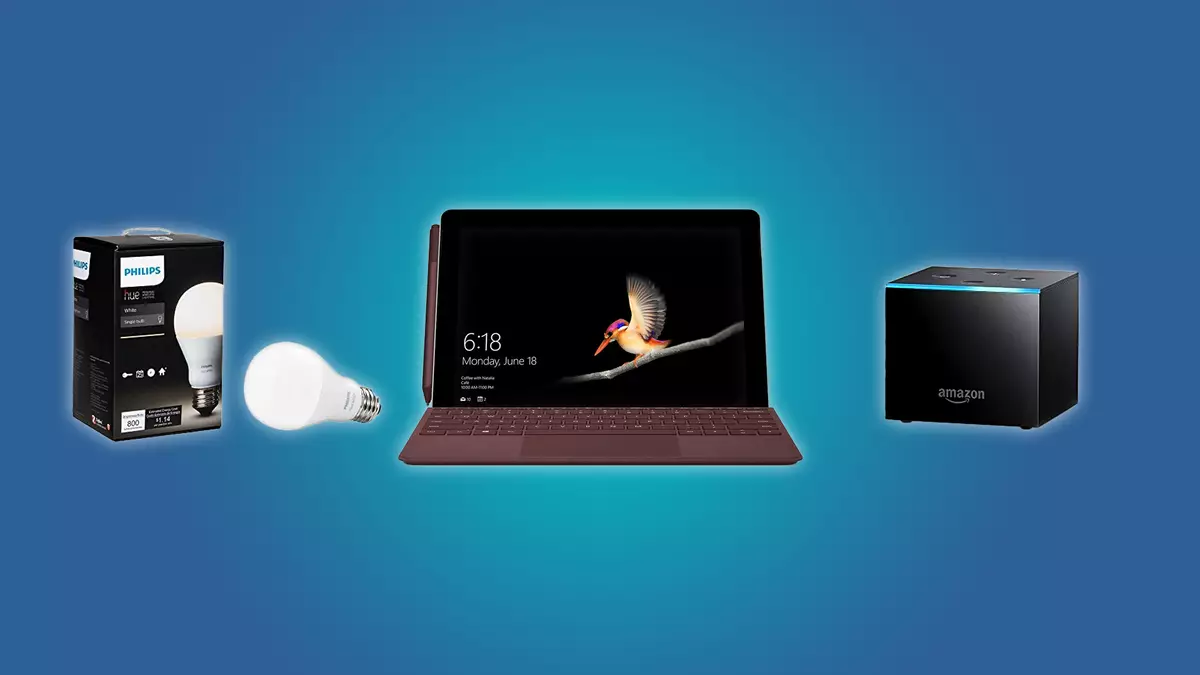 Microsoft Surface Go планшеты, Philips Hue White A19 лампасы, Fire TV Cube 4K
