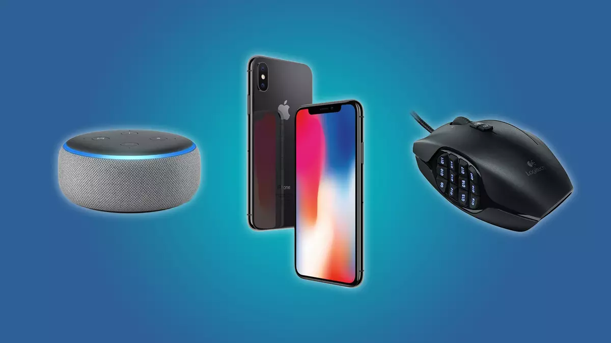 IPhone X, Echo Dot, Mouse Logitech MMO Gaming