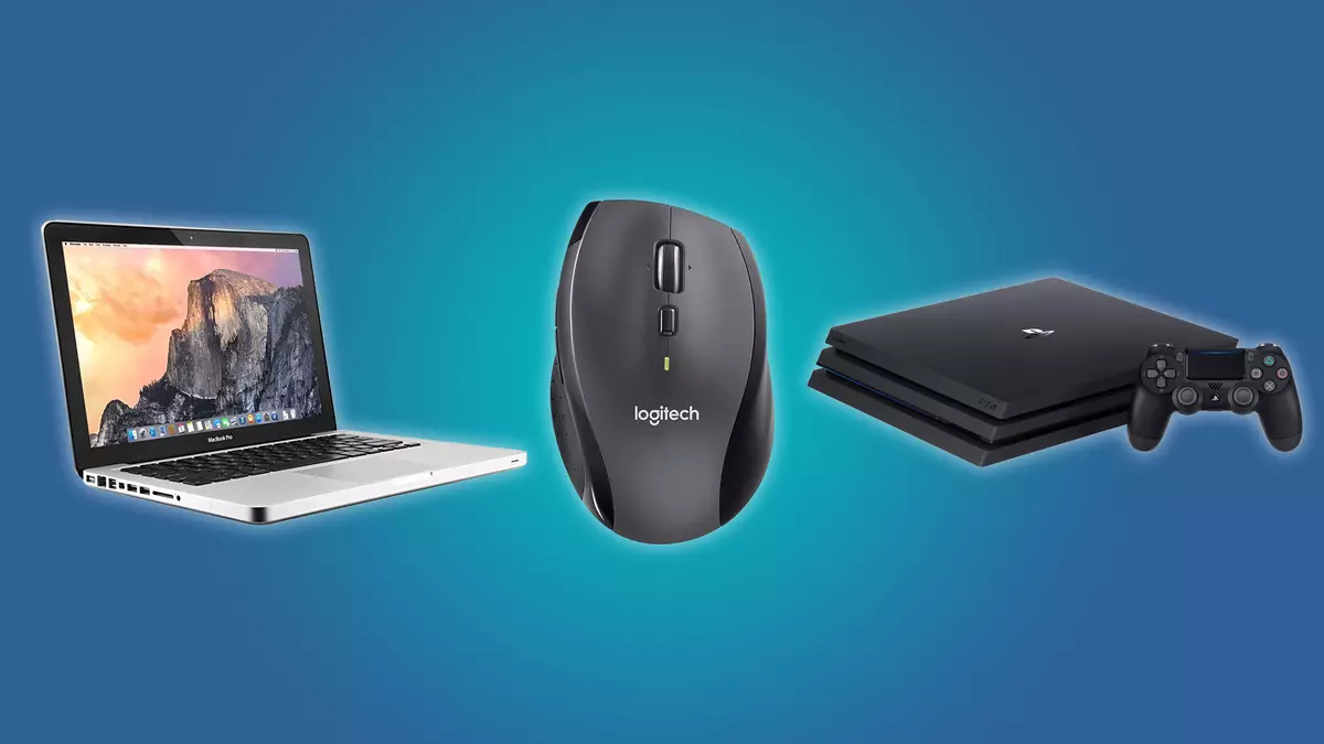 MacBook Pro, Logitech Marathon Mouse ja PlayStation 4