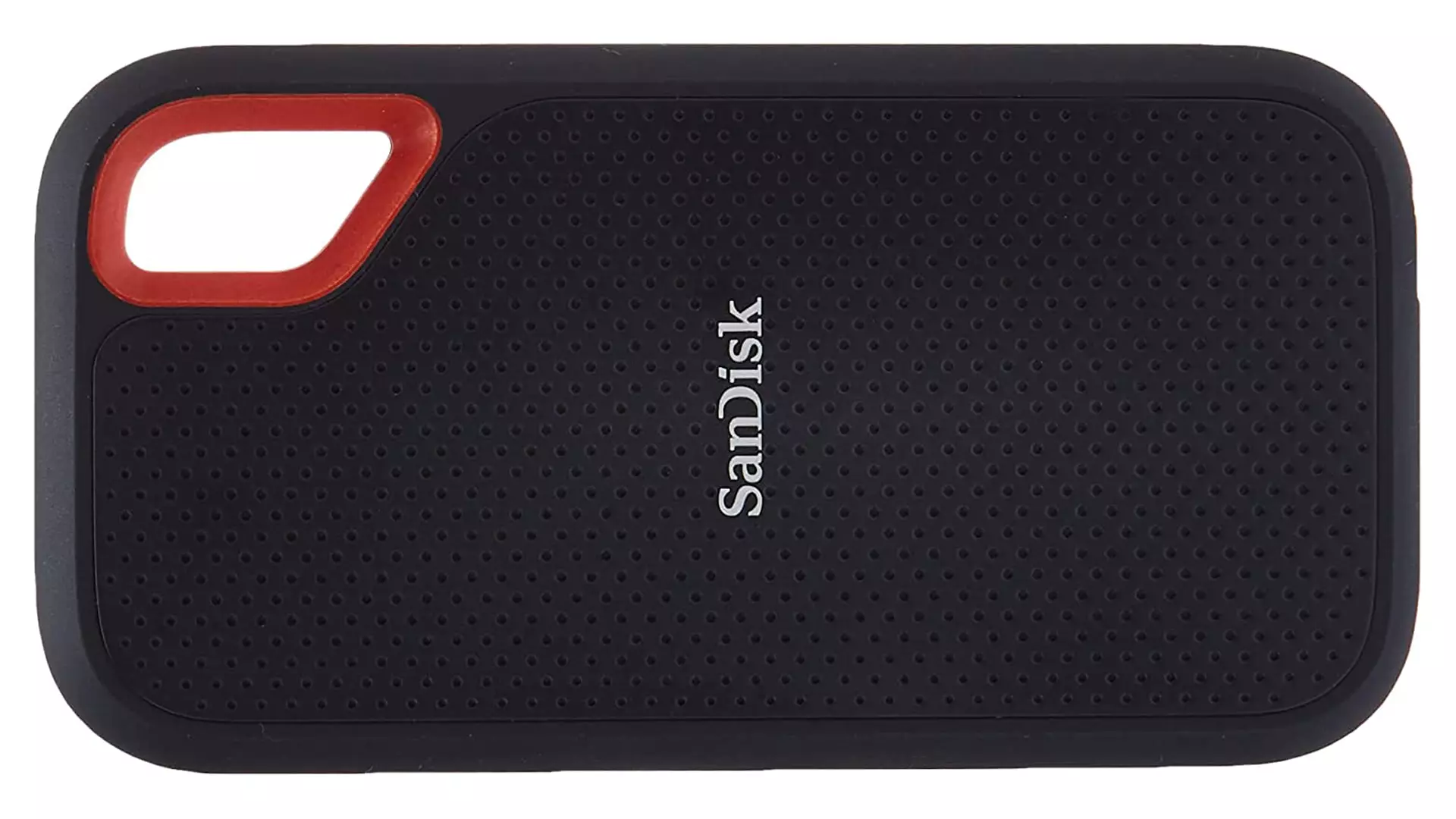 La portebla SSD SanDisk Extreme kun enkonstruita tenilo-buklo