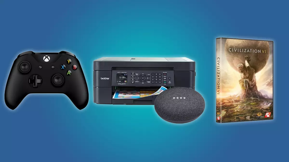Iyo Xbox One Controller, iyo Hama Inkjet Printer, iyo Google Home Mini, uye Civilization VI