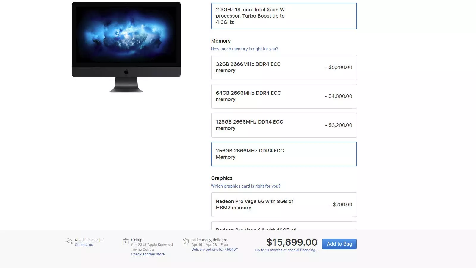 Faqja e blerjeve iMac Pro