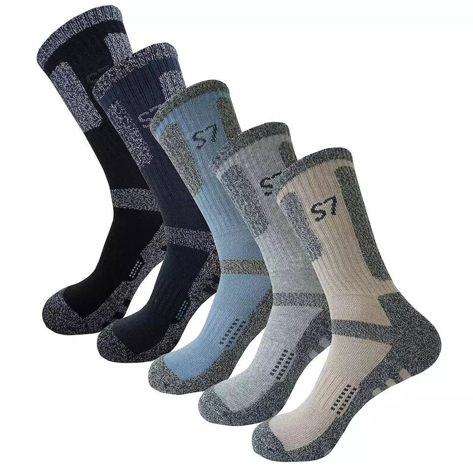 SEOULSTORY7 Pack de 5 calcetines para hombre Bio Climbing DryCool Cushion senderismo/rendimiento Crew calcetines