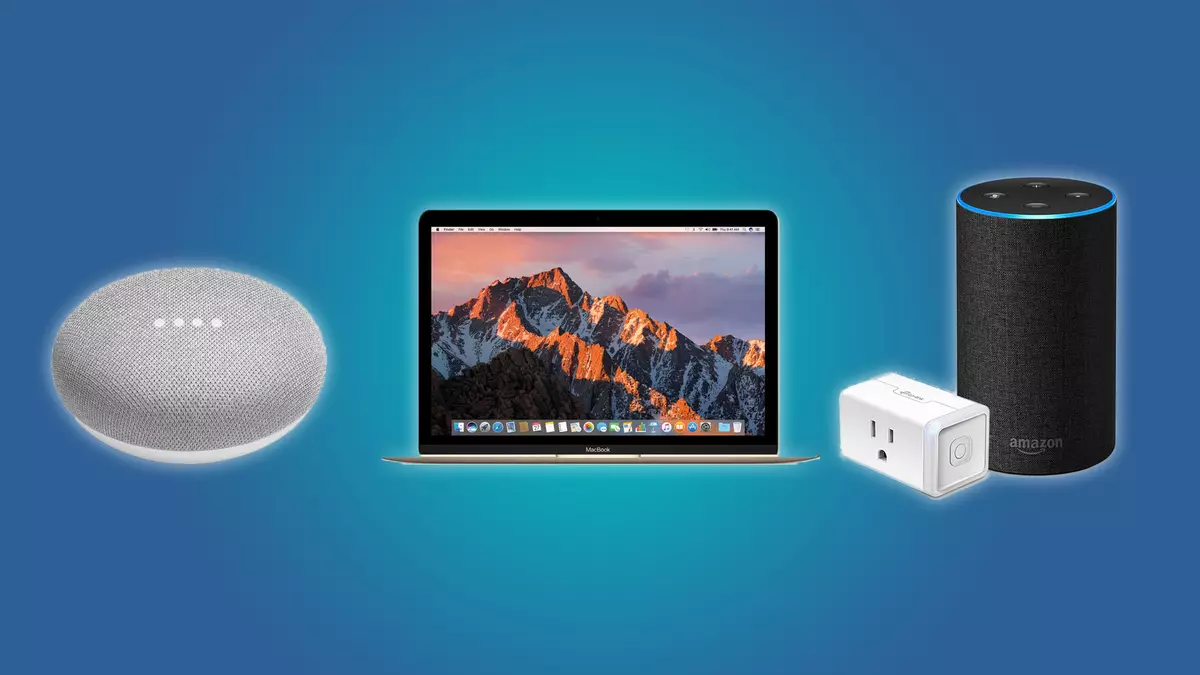 Google Home Mini, Macbook, һәм TP-Link Smart Plug белән Echo