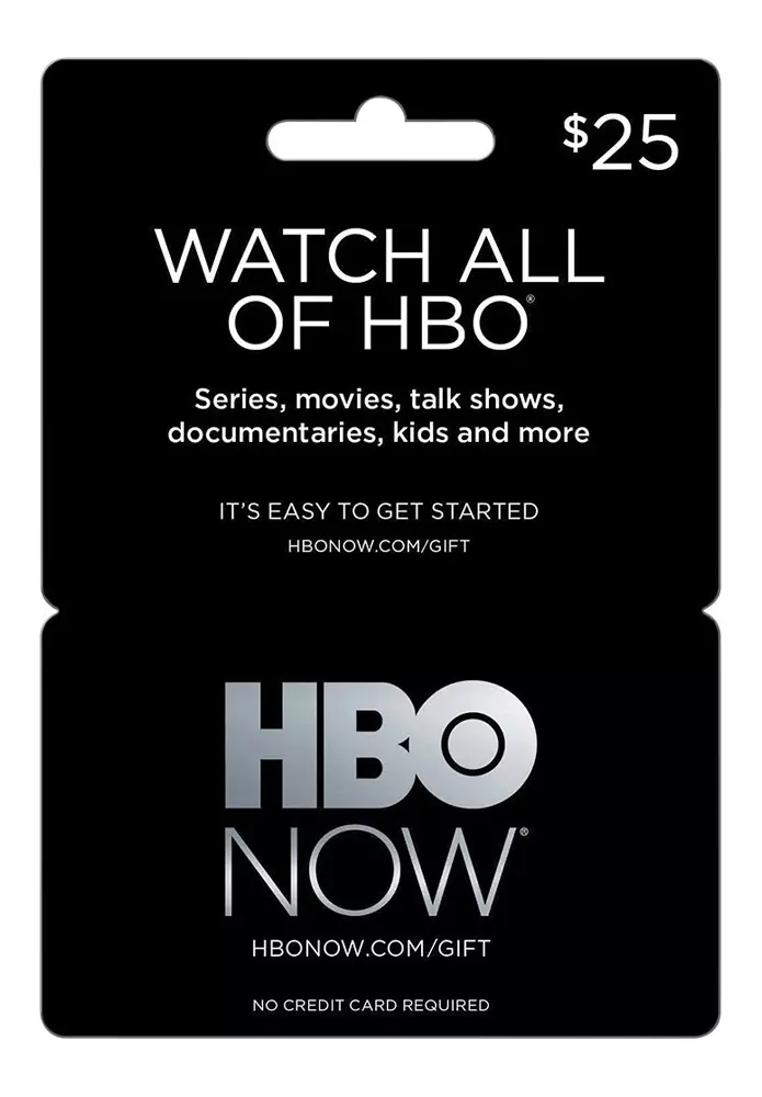 HBO 的流媒體服務以禮品卡形式提供。