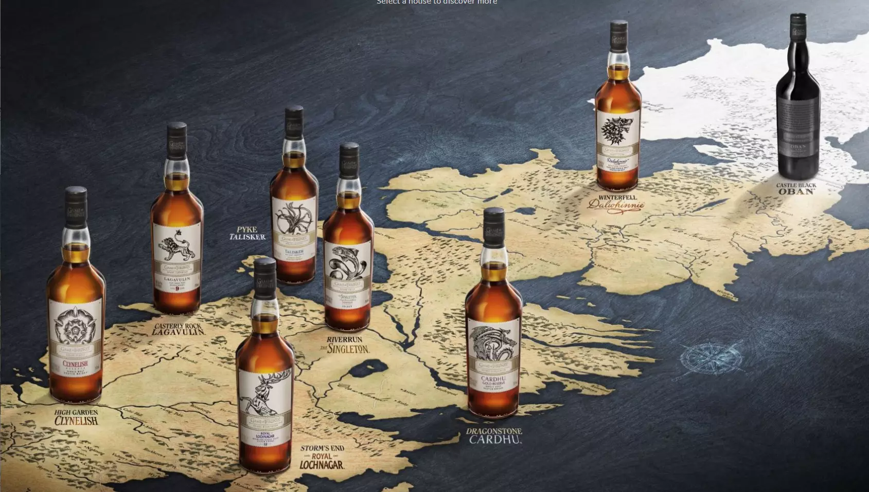 Denna samling av whisky är baserad på platser och arméer i Westeros.