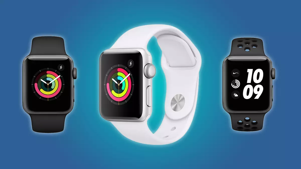 Apple Watch Series 3 i sort, hvid og Nike sort