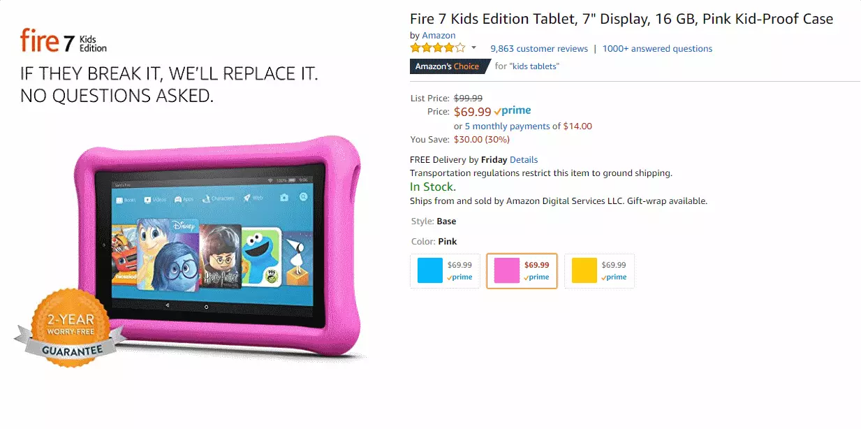 پیشنهاد خوب: یک Amazon Fire 7 Kids Edition با قیمت 70 دلار (30 دلار تخفیف) دریافت کنید